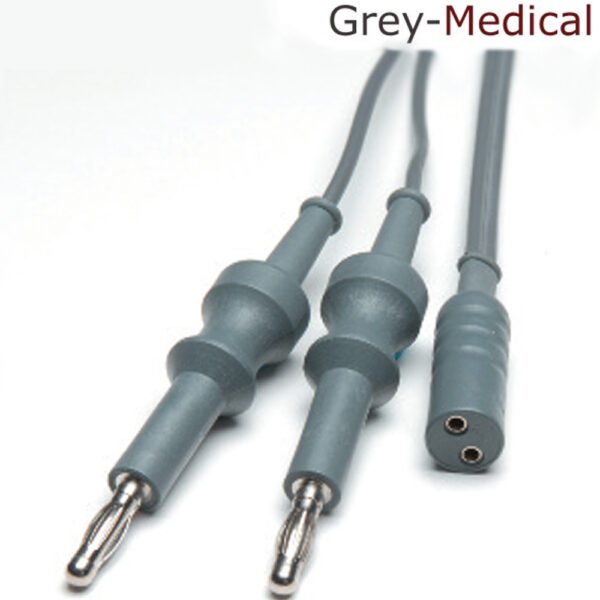 Bipolar Cable (2 Banana - 2 Pin Plug) Straight Tip | Grey Medical
